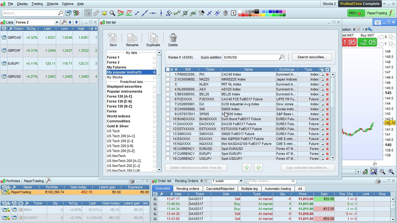 Personal lists - ProRealTime 10.3 - Video tutorials - ProRealTime